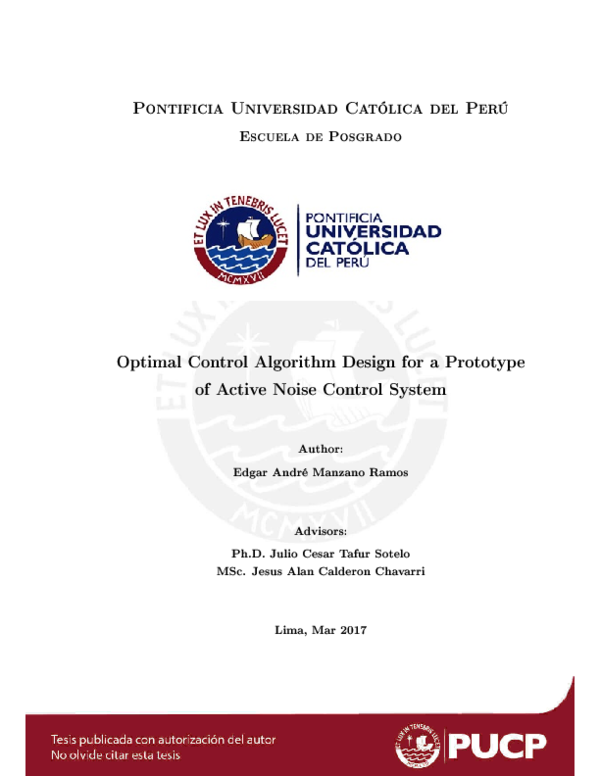 Pdf Optimal Control Algorithm Design For A Prototype Of Active Noise