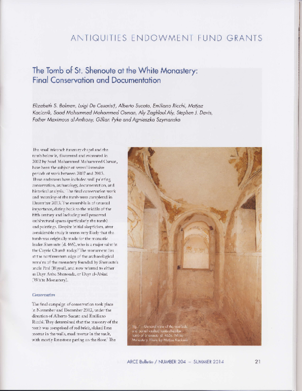 (PDF) "The Tomb of St. Shenoute at the White Monastery: Final ...
