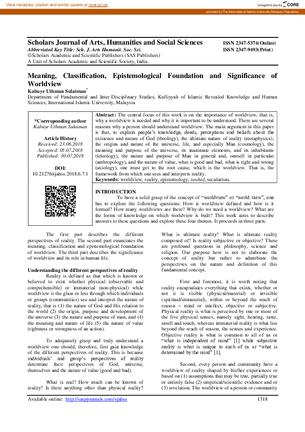 (PDF) Meaning, classification, epistemological foundation and ...