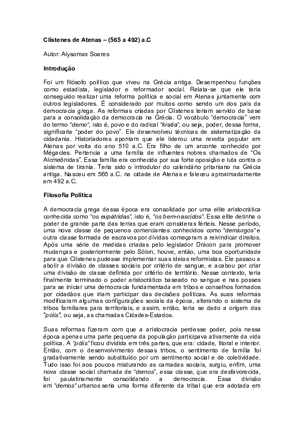 (PDF) Clístenes de Atenas -(565 a 492) a.C