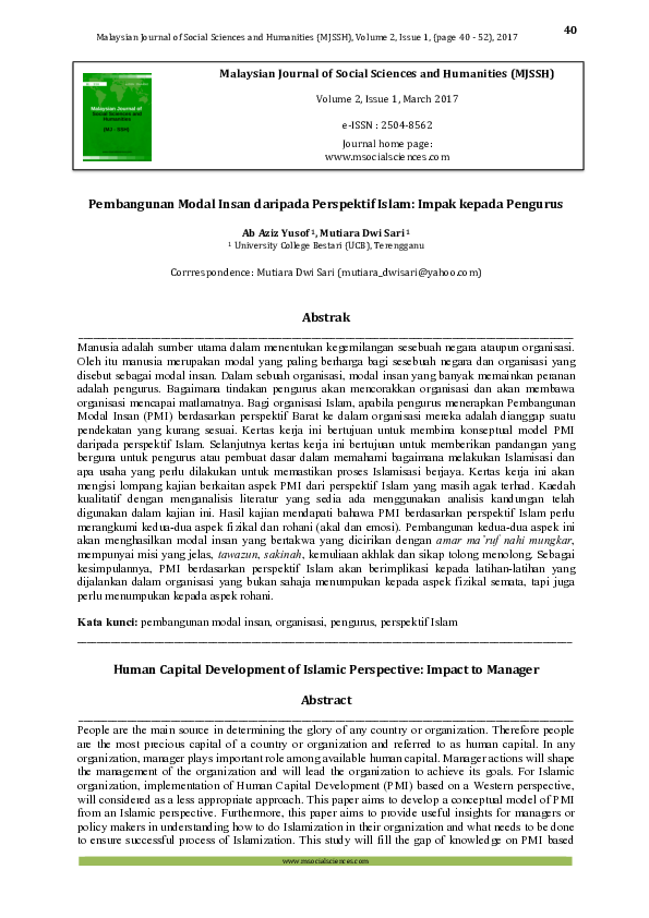 (PDF) Pembangunan Modal Insan Daripada Perspektif Islam: Impak Kepada ...