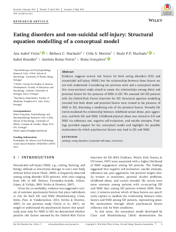 (PDF) Eating disorders and non-suicidal self-injury: Structural ...