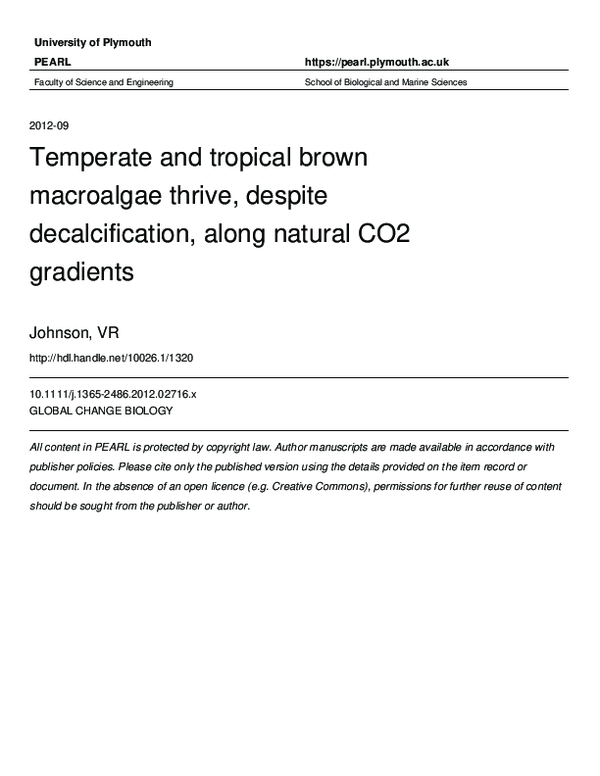 (PDF) Temperate and tropical brown macroalgae thrive, despite ...