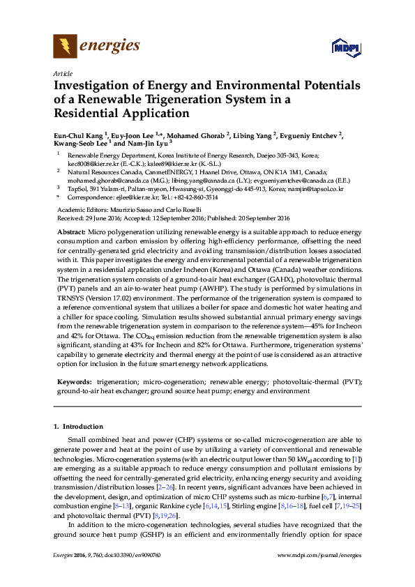 (PDF) Investigation of Energy and Environmental Potentials of a Renewable Trigeneration System ...