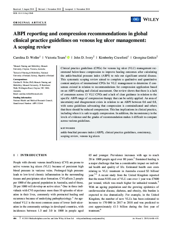 (PDF) ABPI reporting and compression recommendations in global clinical ...