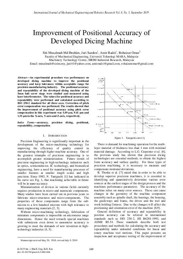 (PDF) Improvement of Positional Accuracy of Developed Dicing Machine