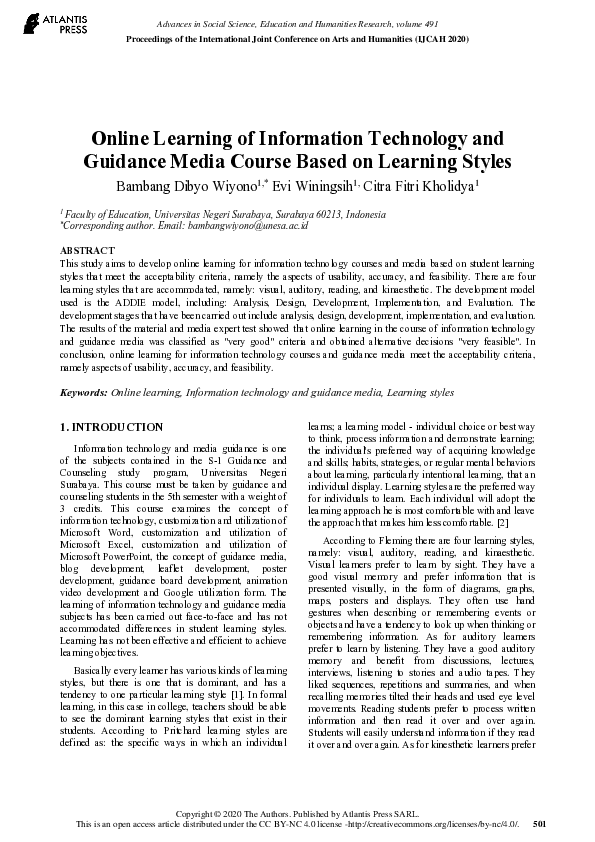 (PDF) Online Learning of Information Technology and Guidance Media ...