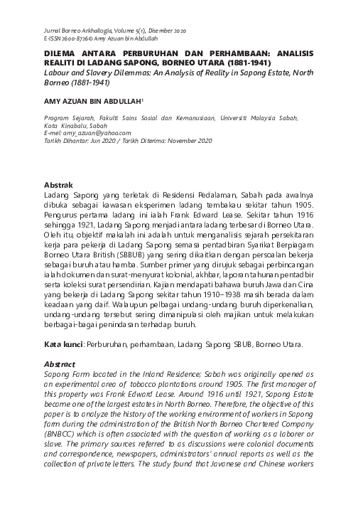 (PDF) Dilema Antara Perburuhan Dan Perhambaan: Analisis Realiti DI ...