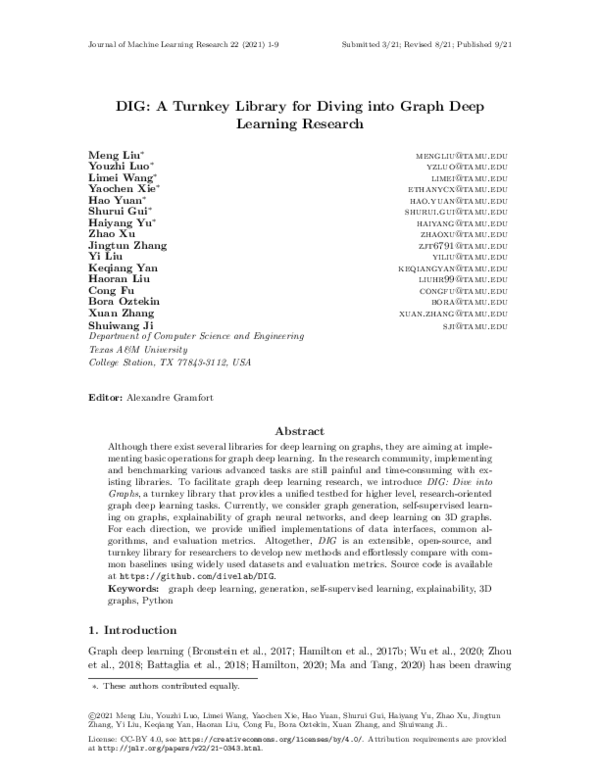 Pdf Dig A Turnkey Library For Diving Into Graph Deep Learning Research 