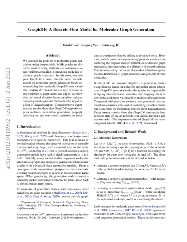 (PDF) GraphDF: A Discrete Flow Model for Molecular Graph Generation