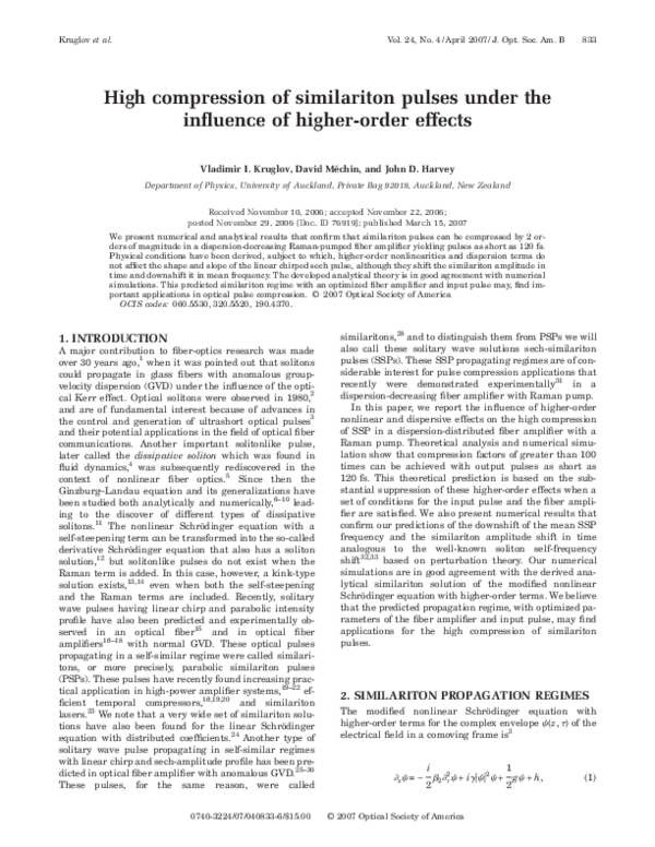 (PDF) High compression of similariton pulses under the influence of ...