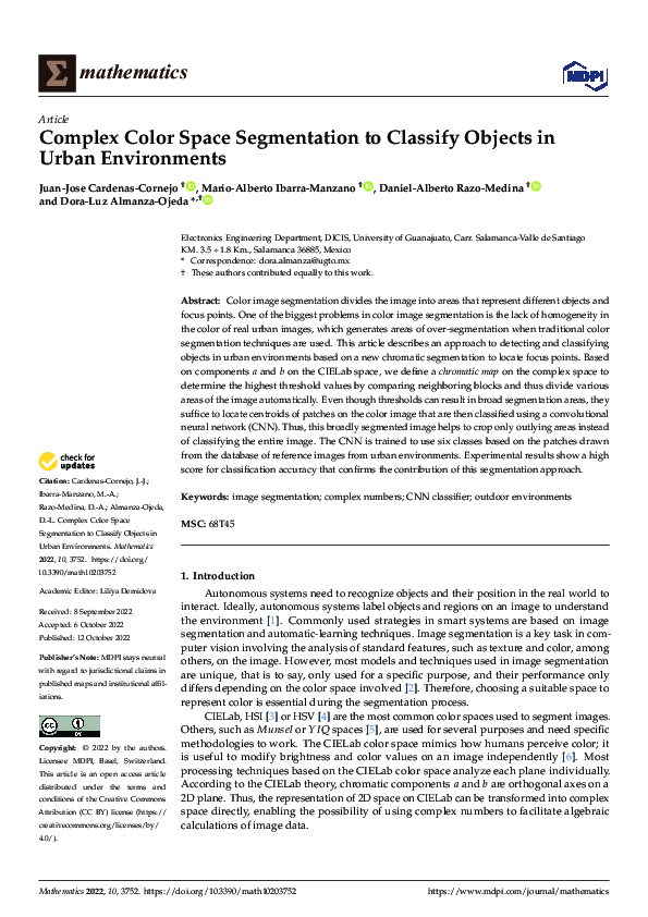 (PDF) Complex Color Space Segmentation to Classify Objects in Urban Environments | Dora Luz ...