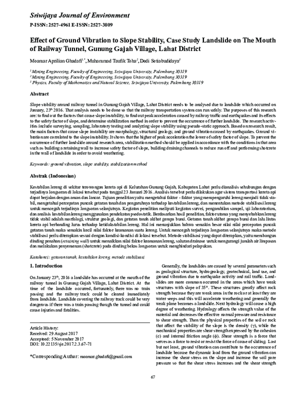 (PDF) Effect of Ground Vibration to Slope Stability, Case Study ...