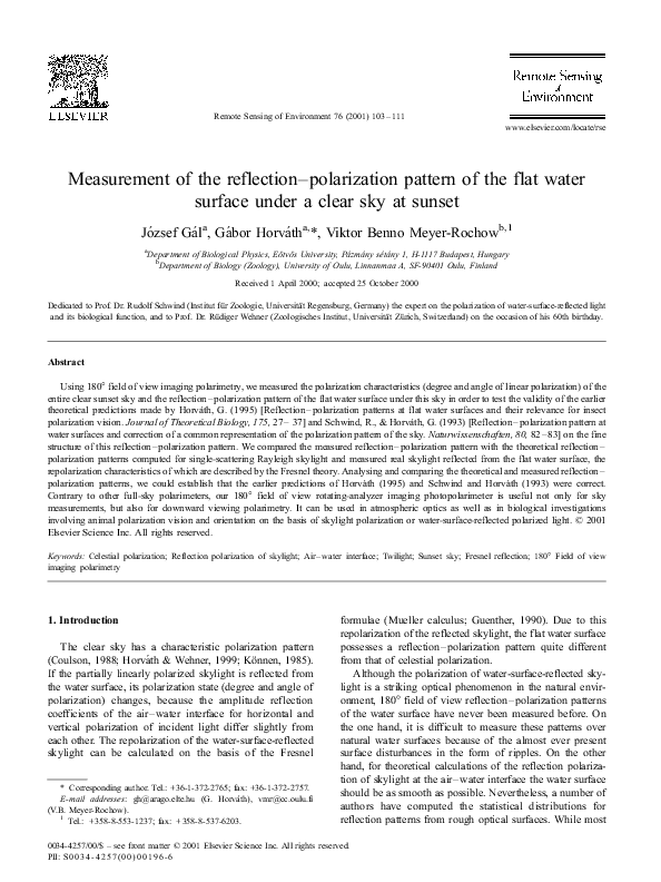 (PDF) Measurement of the reflection–polarization pattern of the flat ...