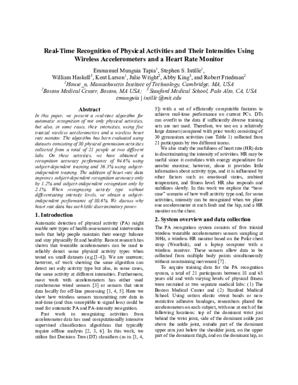 (PDF) Real-Time Recognition of Physical Activities and Their ...