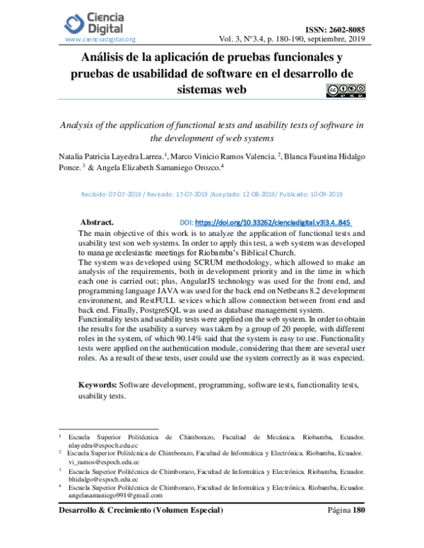 (PDF) Análisis de la aplicación de pruebas funcionales y pruebas de usabilidad de software en el ...