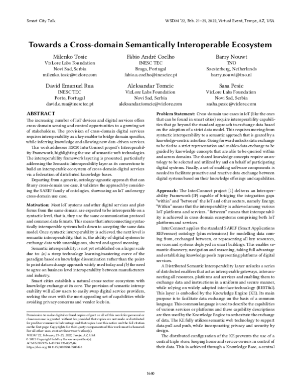 (PDF) Towards a Cross-domain Semantically Interoperable Ecosystem
