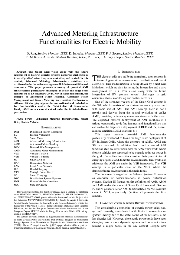 (PDF) Advanced metering infrastructure functionalities for electric ...