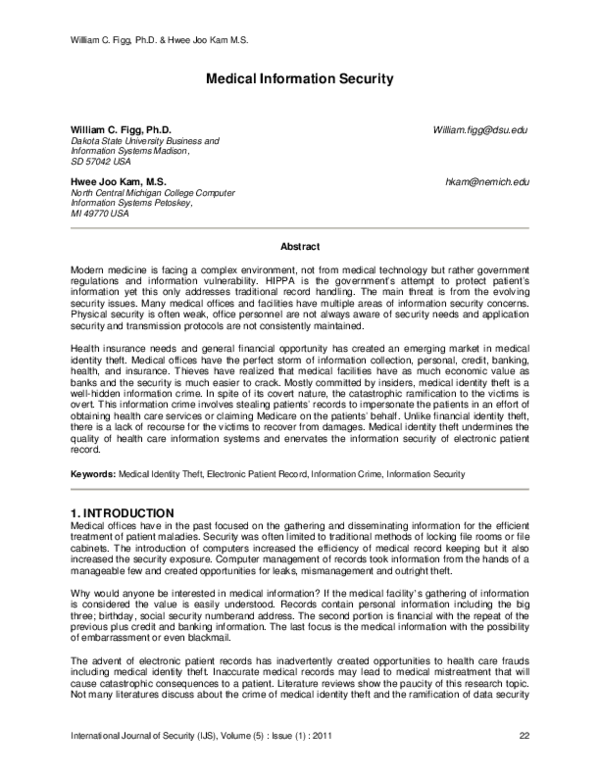 (PDF) Medical Information Security