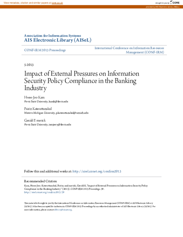 (PDF) Impact of External Pressures on Information Security Policy ...