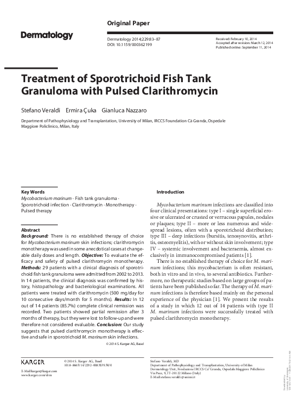 (PDF) Treatment of Sporotrichoid Fish Tank Granuloma with Pulsed ...