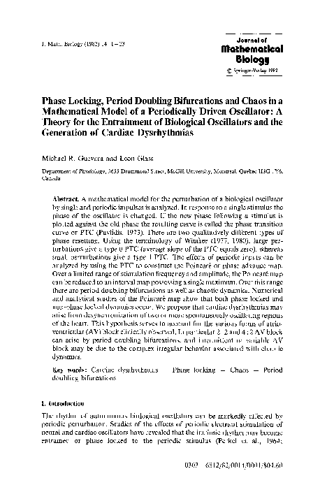 (PDF) Phase locking, period doubling bifurcations and chaos in a mathematical model of a ...