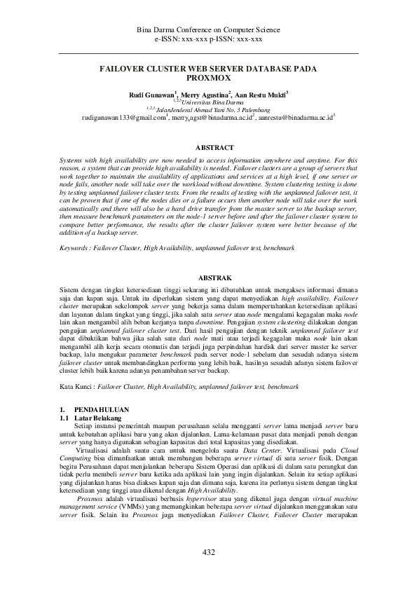 (PDF) Failover Cluster Web Server Database Pada Proxmox