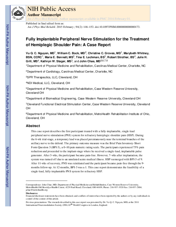 (PDF) Fully implantable peripheral nerve stimulation for the treatment ...