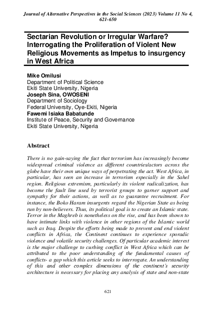 (PDF) Sectarian Revolution or Irregular Warfare? Interrogating the ...