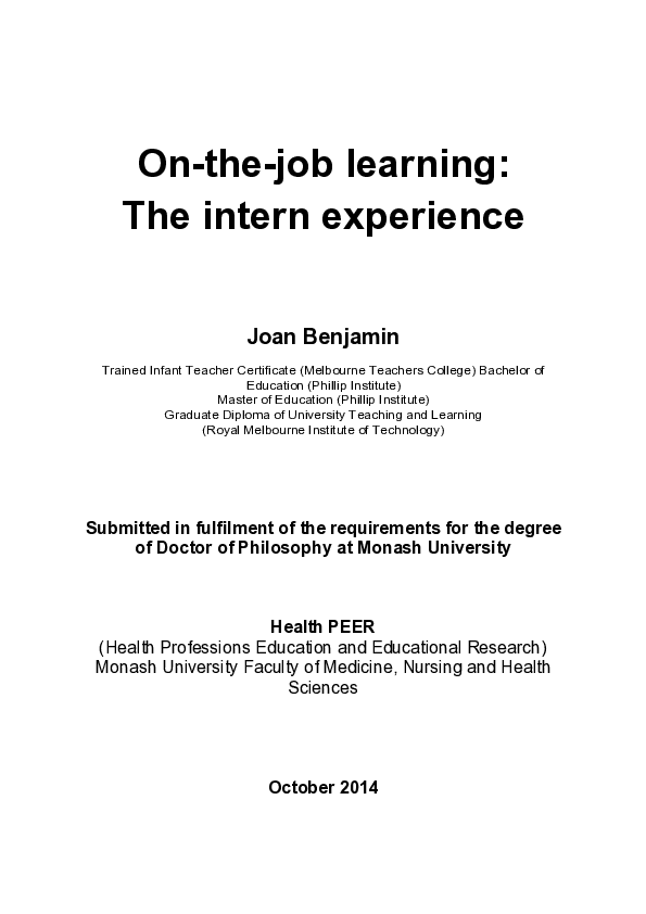 On the job learning: the intern experience