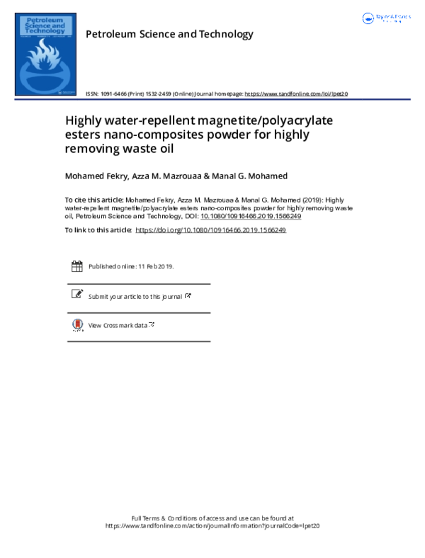 (PDF) Highly water-repellent magnetite/polyacrylate esters nano ...