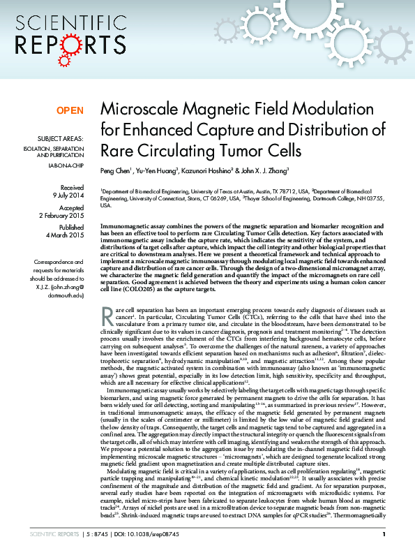 (PDF) Microscale magnetic field modulation for enhanced capture and ...