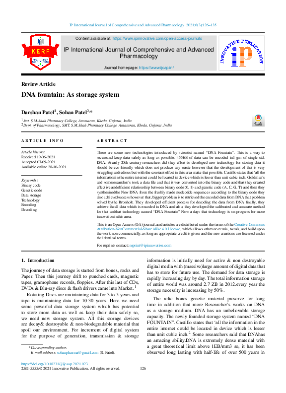 (PDF) DNA fountain: As storage system