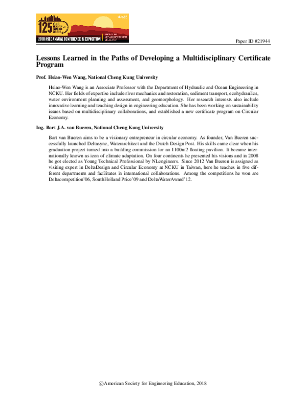 (PDF) Lessons Learned in the Paths of Developing a Multidisciplinary ...