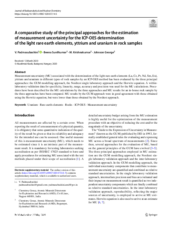 (PDF) A comparative study of the principal approaches for the estimation of measurement ...