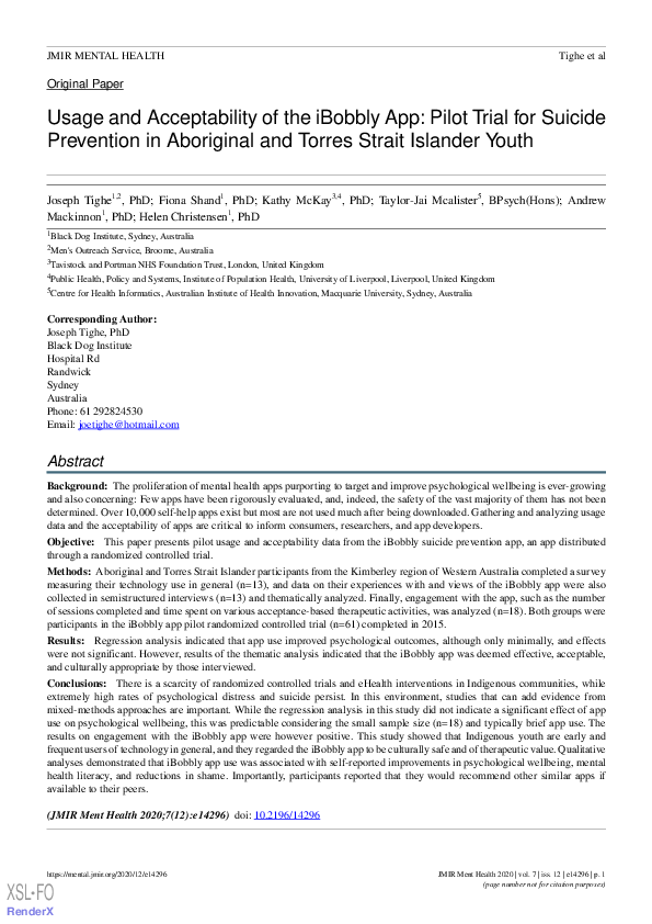 (PDF) Usage and Acceptability of the ibobbly app: A pilot trial for ...