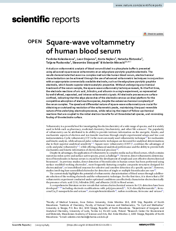 (PDF) Square-Wave Voltammetry of Human Blood Serum