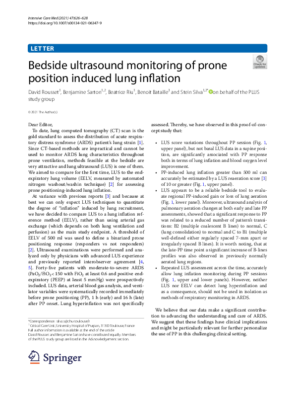 (PDF) Bedside ultrasound monitoring of prone position induced lung ...