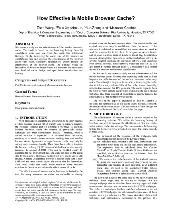 (PDF) How effective is mobile browser cache?