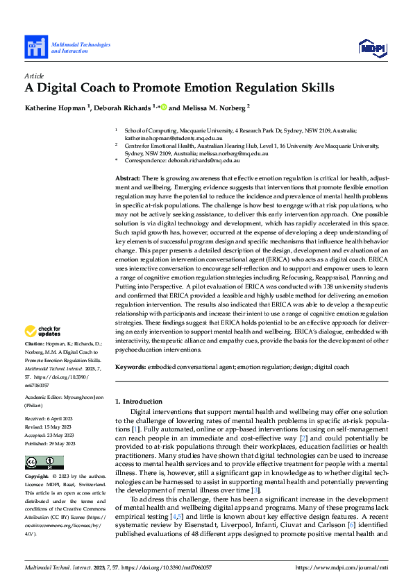 (PDF) A Digital Coach to Promote Emotion Regulation Skills