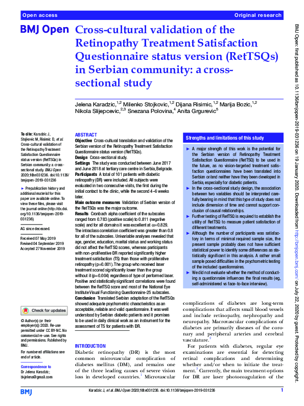 (PDF) Cross-cultural validation of the Retinopathy Treatment ...