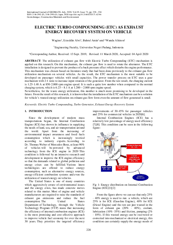 (PDF) Electric Turbo Compounding (Etc) as Exhaust Energy Recovery ...