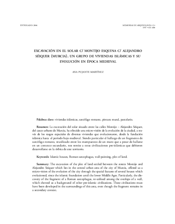 (PDF) EXCAVACIÓN EN EL SOLAR C/ MONTIJO ESQUINA C/ ALEJANDRO SÉIQUER ...