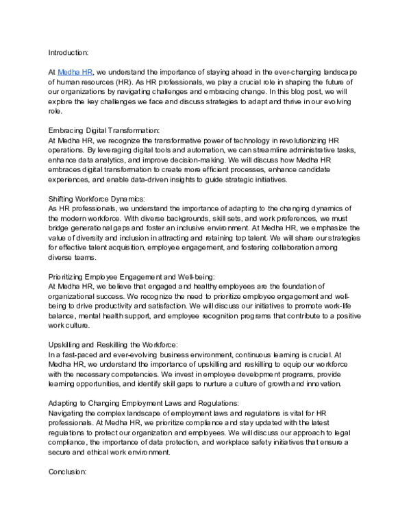 (DOC) The Evolving Role of HR Navigating Challenges and Embracing Change (DOC) The Evolving Role of HR Navigating Challenges and Embracing Change