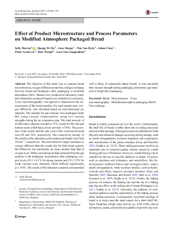 (PDF) Effect of Product Microstructure and Process Parameters on Modified Atmosphere Packaged ...