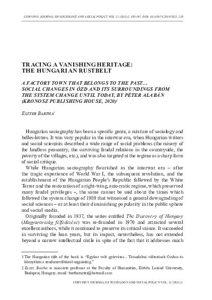 (PDF) Tracing a Vanishing Heritage: The Hungarian Rustbelt