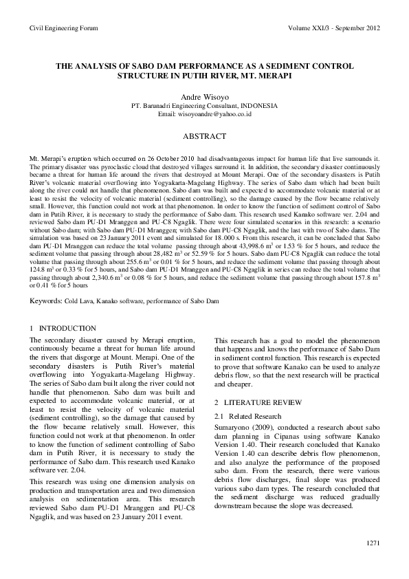 (PDF) The Analysis of Sabo Dam Performance as a Sediment Control ...