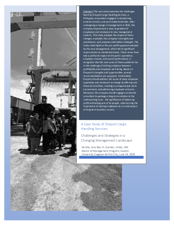(PDF) A Case Study of Oroport Cargo Handling Services: Challenges and ...