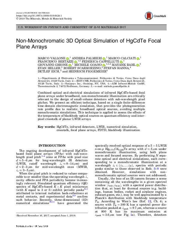 (PDF) Non-Monochromatic 3D Optical Simulation of HgCdTe Focal Plane Arrays