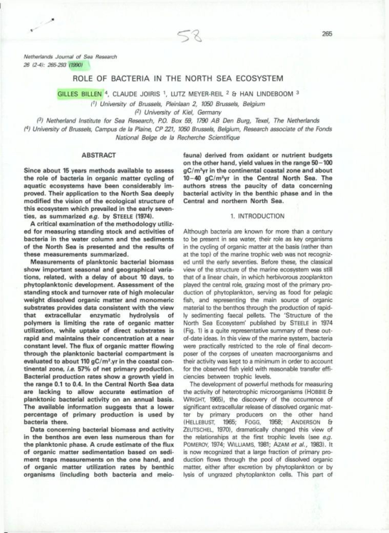 (PDF) Role of bacteria in the North Sea ecosystem